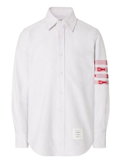 Thom Browne 4-bar Lobster-embroidered Shirt - Medium Gray
