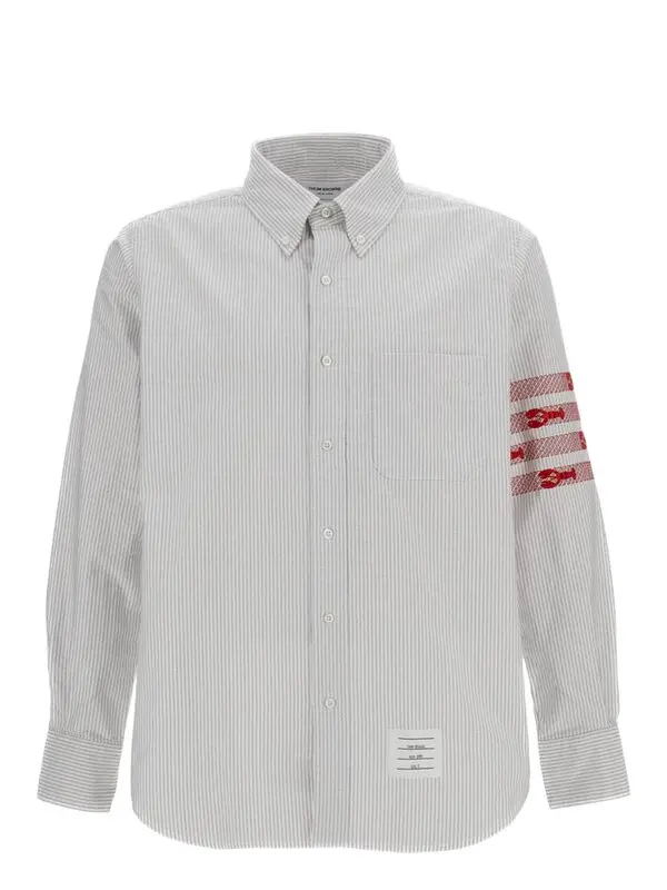 Thom Browne 4-bar Striped Shirt - Medium Gray
