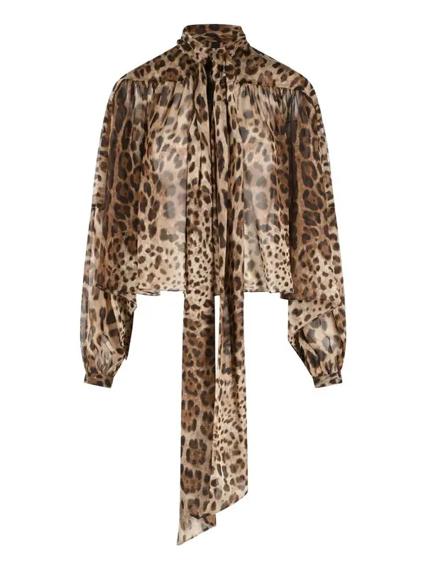 Dolce & Gabbana Leopard Print Silk Shirt - Brown