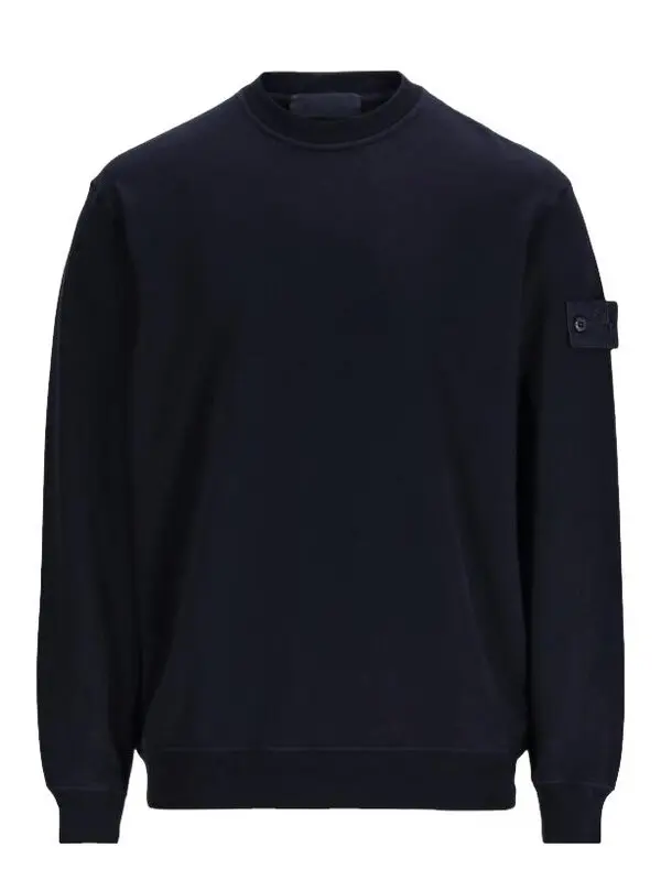 Stone Island Logo Patch Long Sleeve Sweater - Blue
