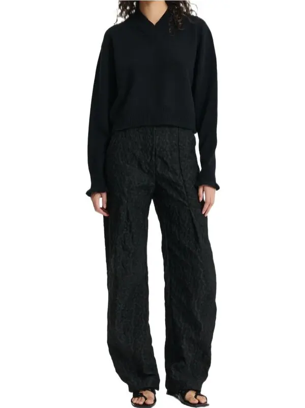 Cecilie Bahnsen Long Sleeve V-neck Knitwear With Asymmetrical Cuffs - Black