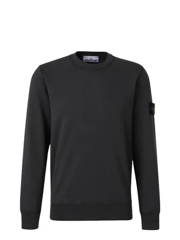 Stone Island Long Sleeve Crewneck Sweatshirt With Detachable Label - Lead Gray