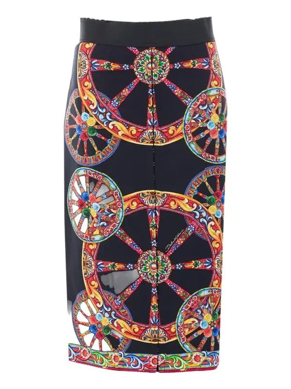 Dolce & Gabbana Printed Charmeuse Skirt - Black