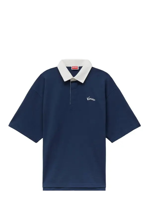 Kenzo Varsity' Relax Polo In Heavy Cotton - Blue-black