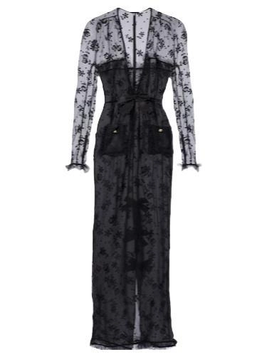Alessandra Rich Lace Maxi Dress With Bow Detail - Black