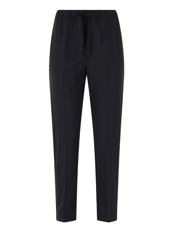 SEMICOUTURE Elastic Waist Trousers With Grosgrain And Lace Detail - Blue