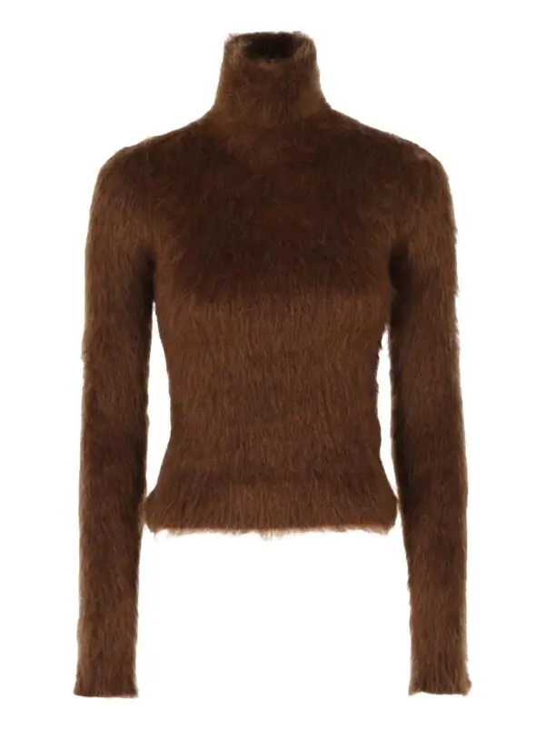 DONDUP Slim Fit Turtleneck Long Sleeve Jumper - Chocolate
