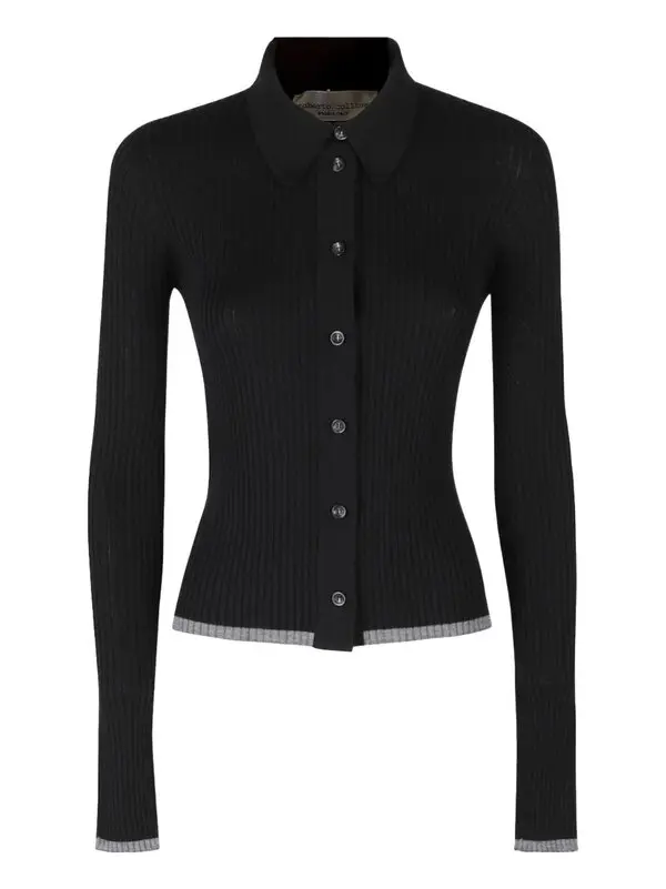 ROBERTO COLLINA Ribbed Button-front Cardigan - Gray-black