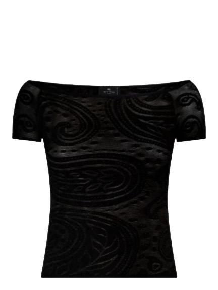 Etro Paisley Jacquard Off-the-shoulder Sweater - Black