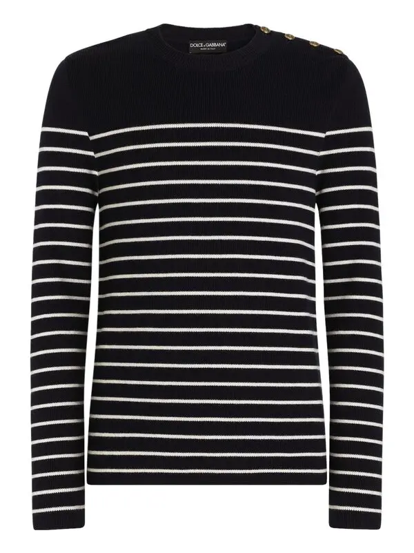 Dolce & Gabbana Striped Knit Sweater With Button Detailing - Multi-color