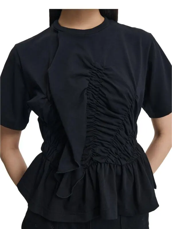 Cecilie Bahnsen Short Sleeve Ruffled T-shirt - Black