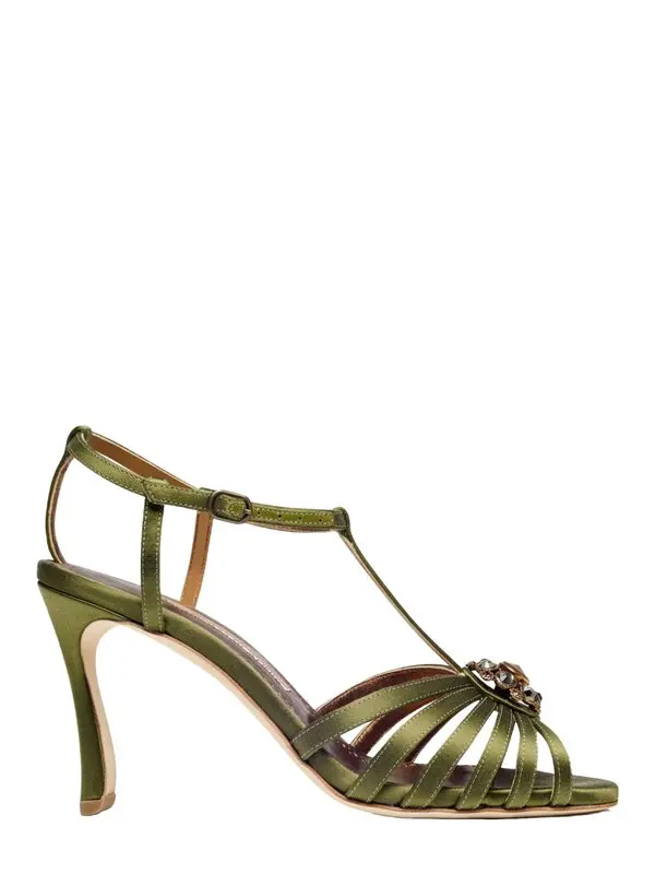 Manolo Blahnik Open-toe High-heeled Sandals With Adjustable Ankle Strap - Green