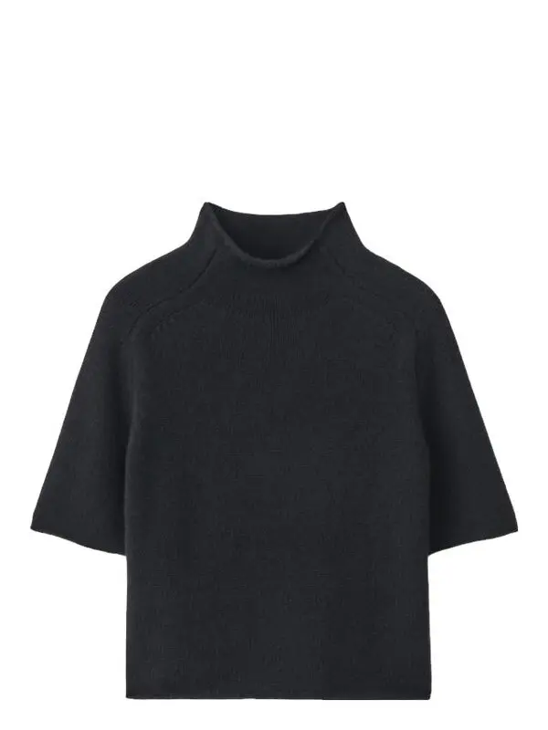 LISA YANG The Fride' Cropped Mock Neck Sweater - Black