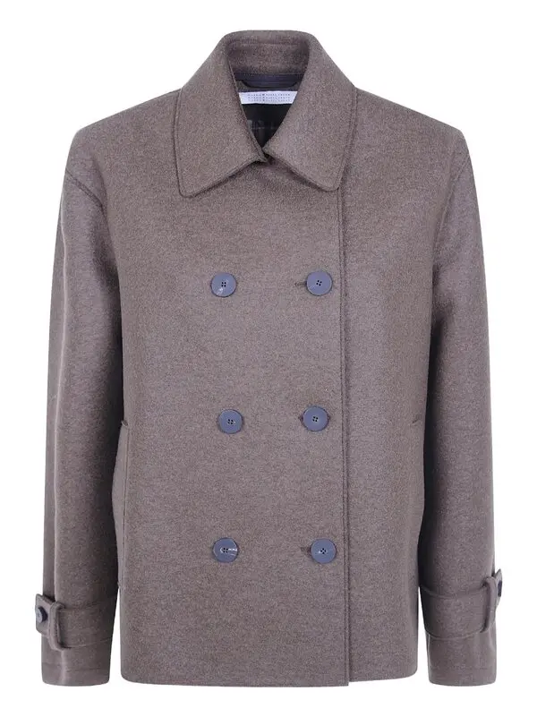 Harris Wharf London Double-breasted Coat - Teddy Brown