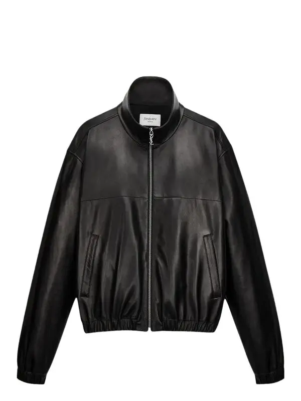 Saint Laurent Cassandre Zip-up Leather Jacket - Black