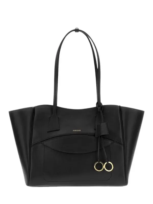 HIDESINS Leather Tote Bag With Top Handles - Black