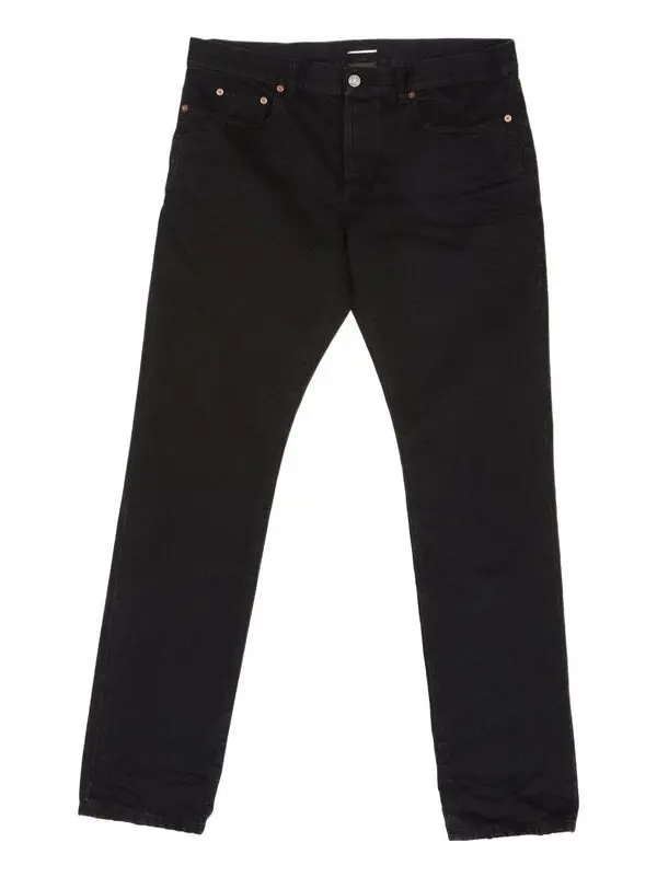 Saint Laurent Logo Patch Straight Leg Jeans - Black