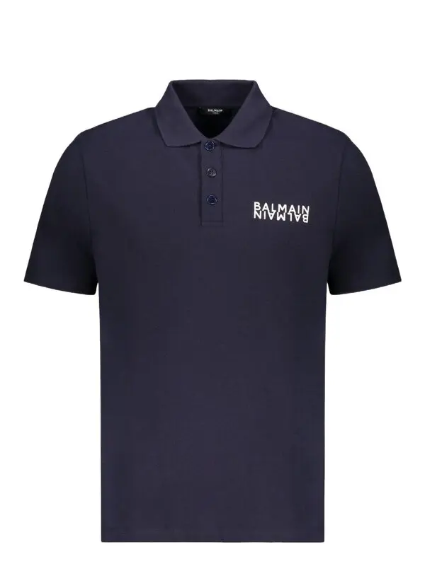 Balmain Logo Short-sleeve Polo Shirt - Black