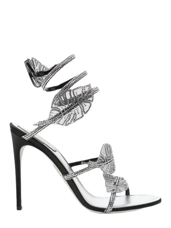 Rene Caovilla Crystal-embellished Leaf Stiletto Sandals - Black