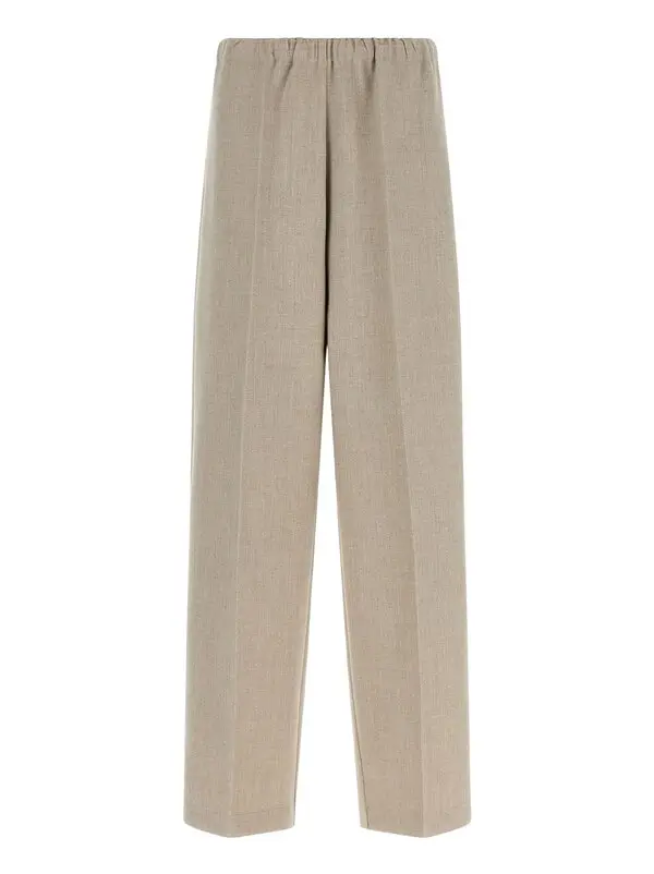 Fabiana Filippi Elastic Waist Straight Leg Trousers - Beige