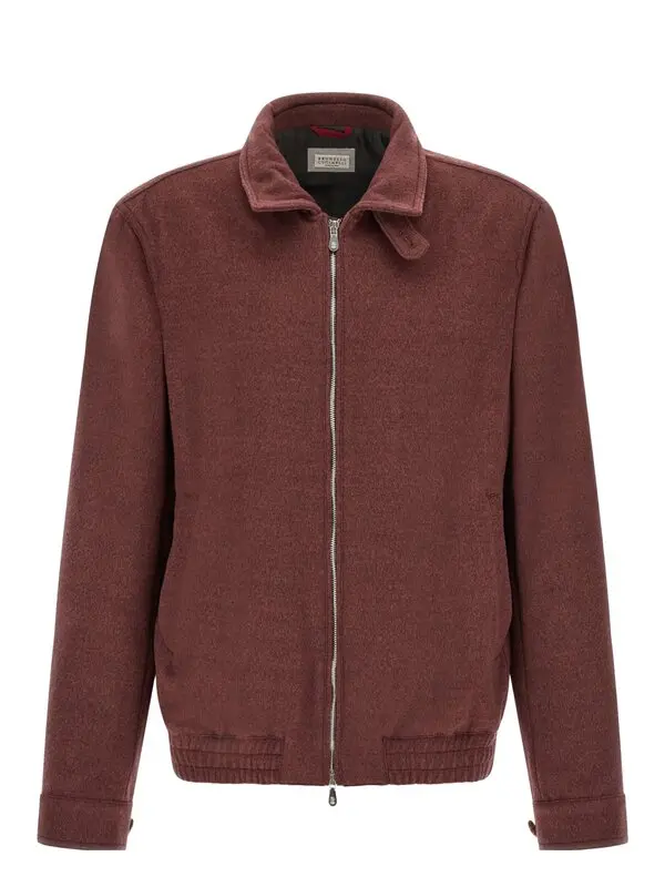 Brunello Cucinelli Long Sleeve Casual Jacket With Zip Closure - Red