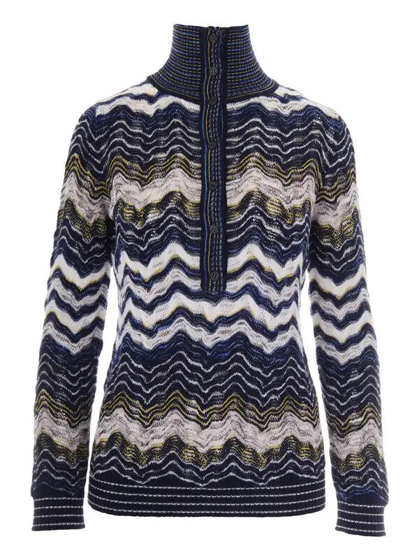 Missoni Long-sleeve High-neck Knit Top - Blu Yellow