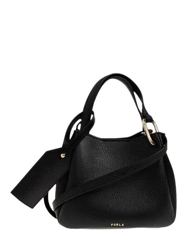 Furla Mini Nuvola Grained Leather Tote Bag - Black