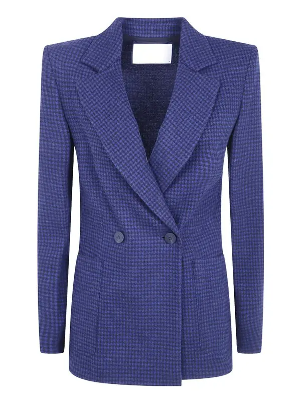 Harris Wharf London Double-breasted Blazer With Notched Lapel - Dark Blue Houndstooth
