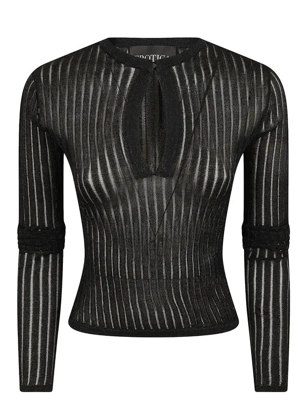 DONDUP Long Sleeve Crew Neck Knit Top - Black