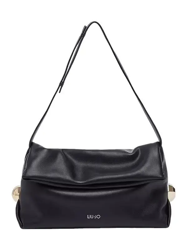 Liu Jo Medium Shoulder Bag With Flap Closure And Side Accents - Black