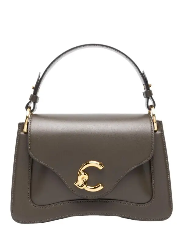 COCCINELLE Logo Plaque Leather Tote Bag - Mud