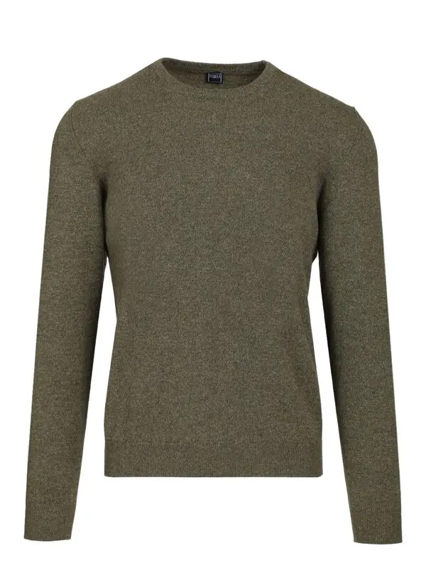 Fedeli Crew Neck Long Sleeve Sweater - Green