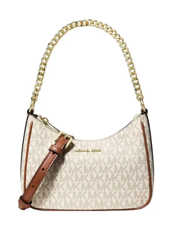 Michael Kors Jet Set Signature Logo Convertible Crossbody Bag - Vanilla