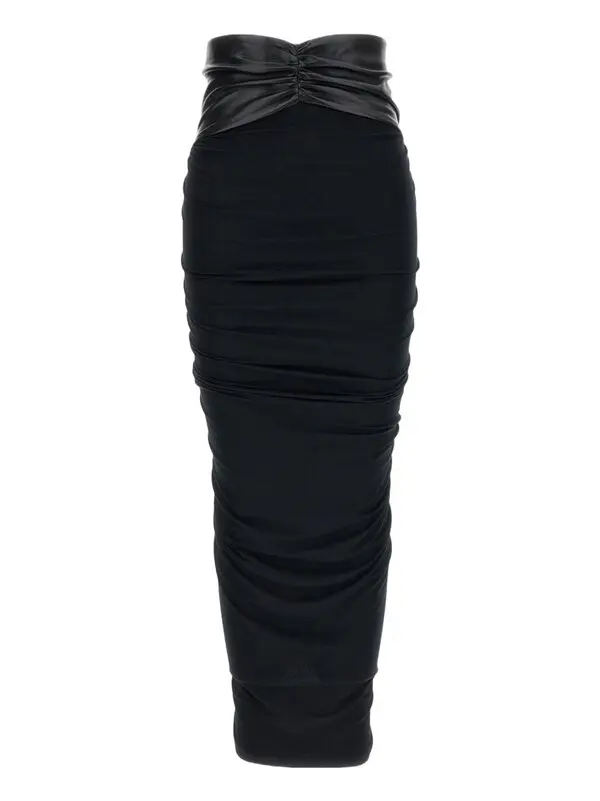 Andamane Draped Midi Skirt - Black