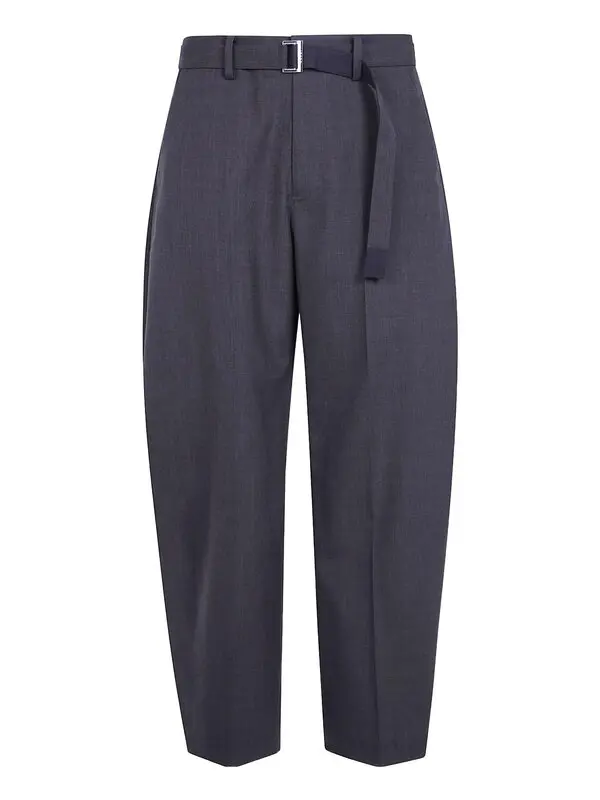 Sacai Belted Trousers With Back Patch Pockets - Brown