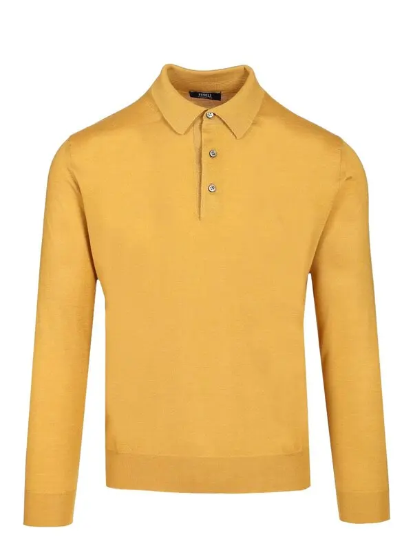 Fedeli Long-sleeved Polo Sweater - Yellow