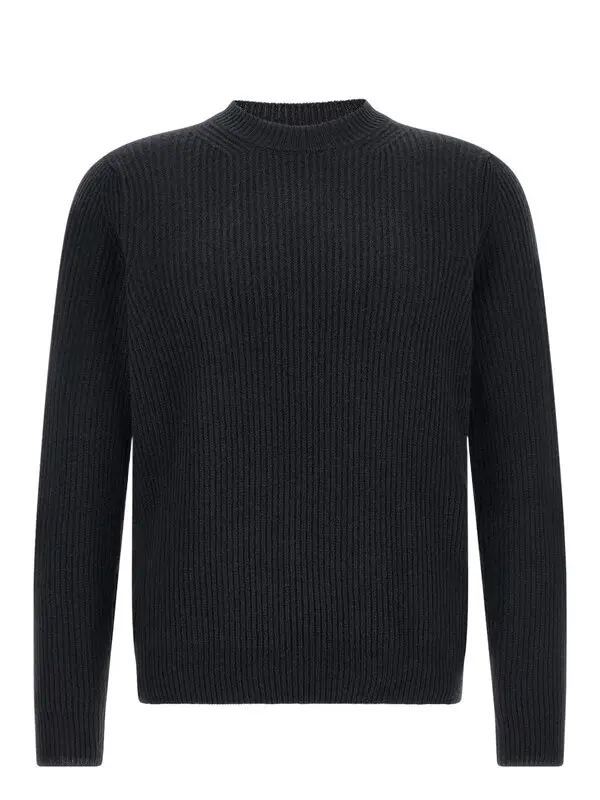 ZANONE Ribbed High Crew Knitted Sweater - Dark Navy