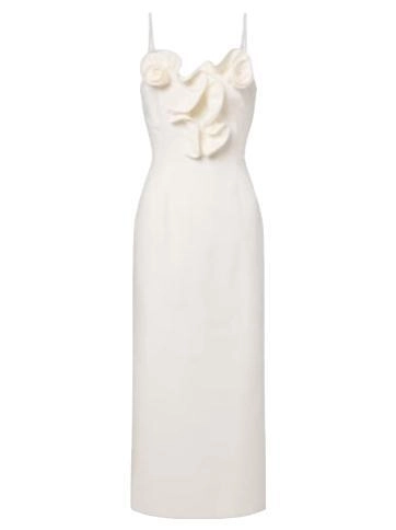Magda Butrym Floral Appliqué Cotton Midi Dress - White