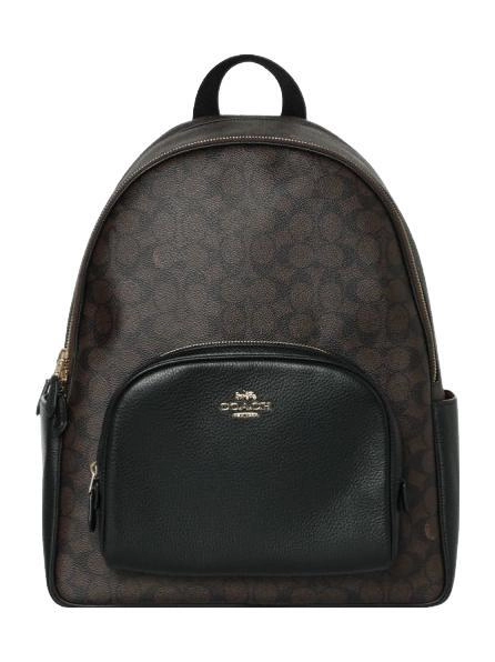 COACH Monogram Zippered Backpack - Walnut/black