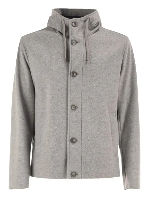 Herno Wool-effect Hooded Jacket - Gray