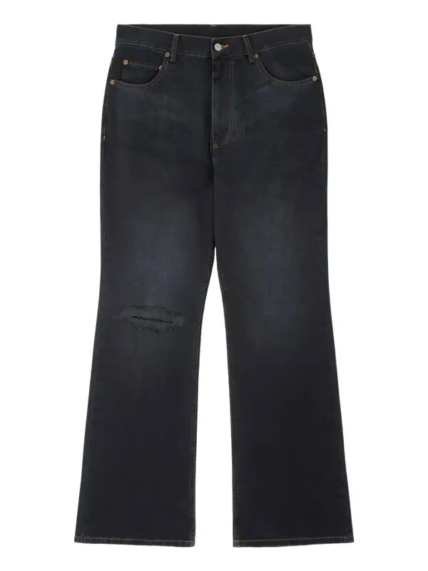 MAISON MARGIELA Distressed Tapered-leg Jeans - Dark Blue