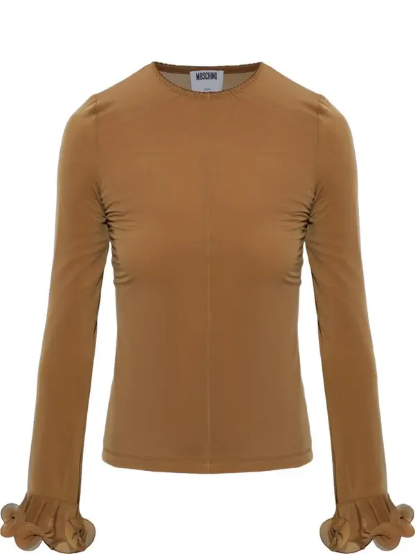 Moschino Long Sleeve T-shirt With Rose Knot Detailing - Brown