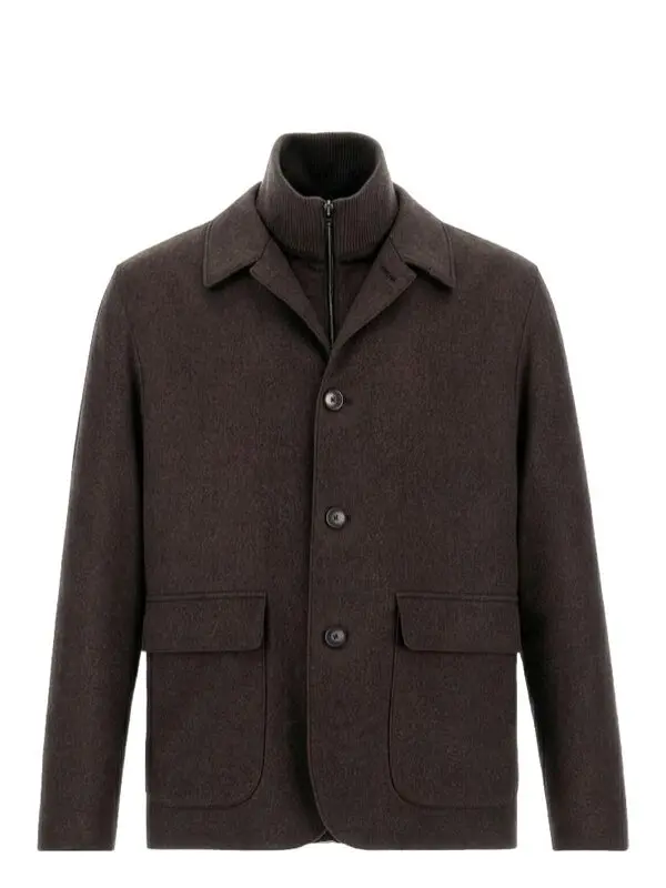 Herno Resort Blazer In Cashmere And Silk - Dark Brown
