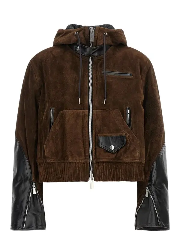 Sacai Cropped Zip-up Jacket - Brown