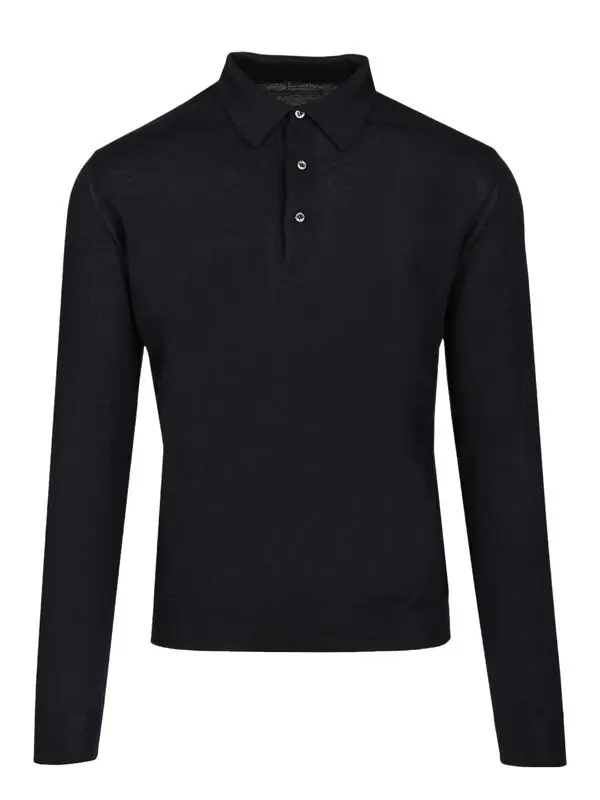 Fedeli Long-sleeve Polo Shirt - Blue