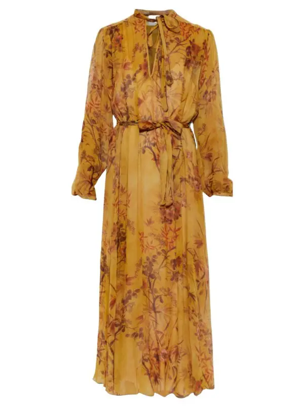 FORTE_FORTE Long-sleeved Printed Dress - Yellow