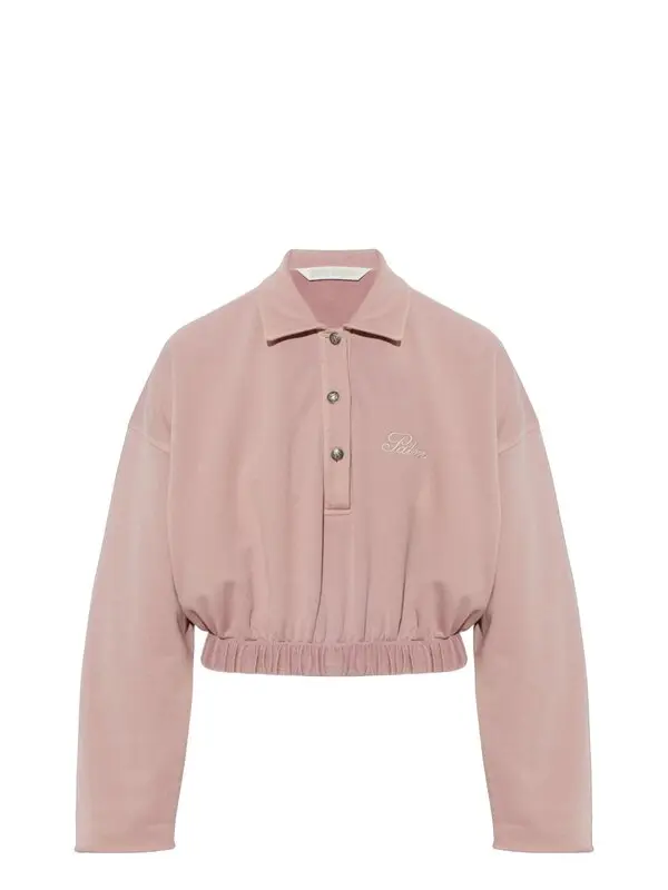 Palm Angels Cropped Polo Sweatshirt With Embroidered Logo - Pink