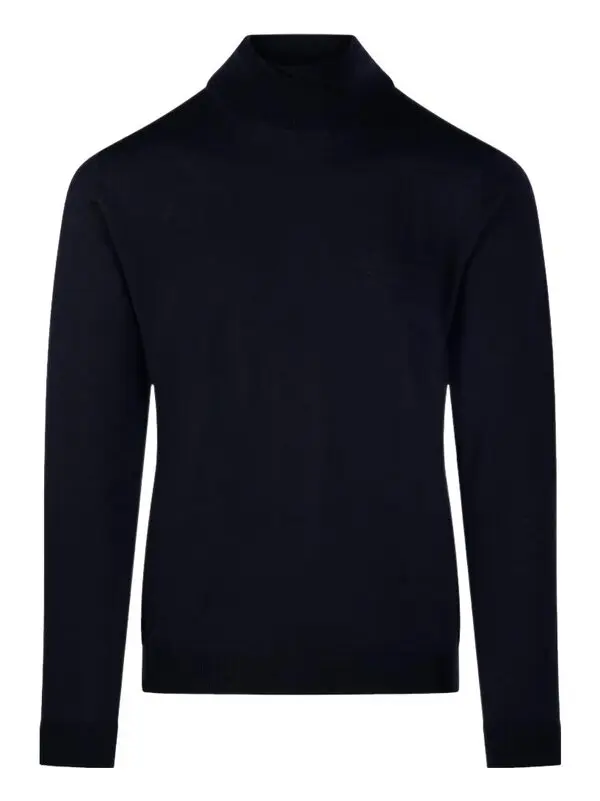 ROBERTO COLLINA Mock-neck Merino Sweater - Navy