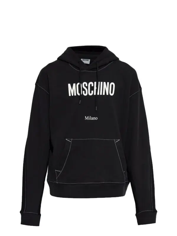 Moschino Long Sleeve Hooded Sweatshirt - Black