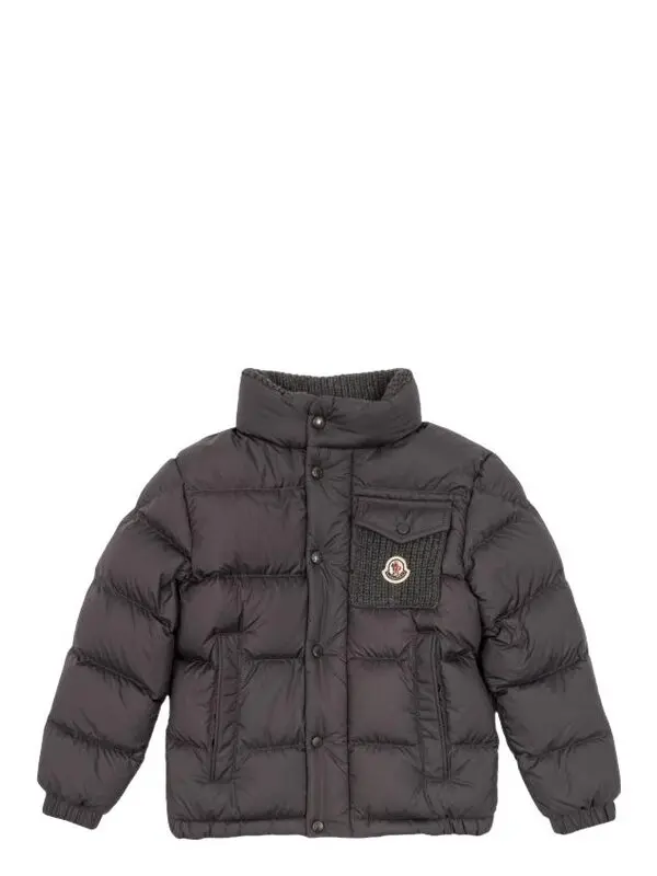 Moncler Jarek Quilted Down Jacket With Stand Collar And Logo Patch - Grey